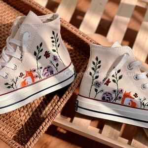 Embroidered Converse Hi Tops/converse Pet Chuck Taylor 1970s/custom Fox ...