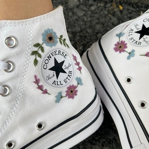 Embroidered Converse/ Custom Converse Platform/ Wedding Converse ...
