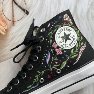 Embroidered Converse/embroidered Sneakers Fairy Flower Garden/custom ...