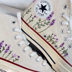 Embroidered Converse/converse High Tops/flower Converse/converse Custom ...