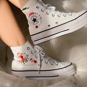 Embroidered Converse/wedding Converse Platform/custom Converse Colorful ...
