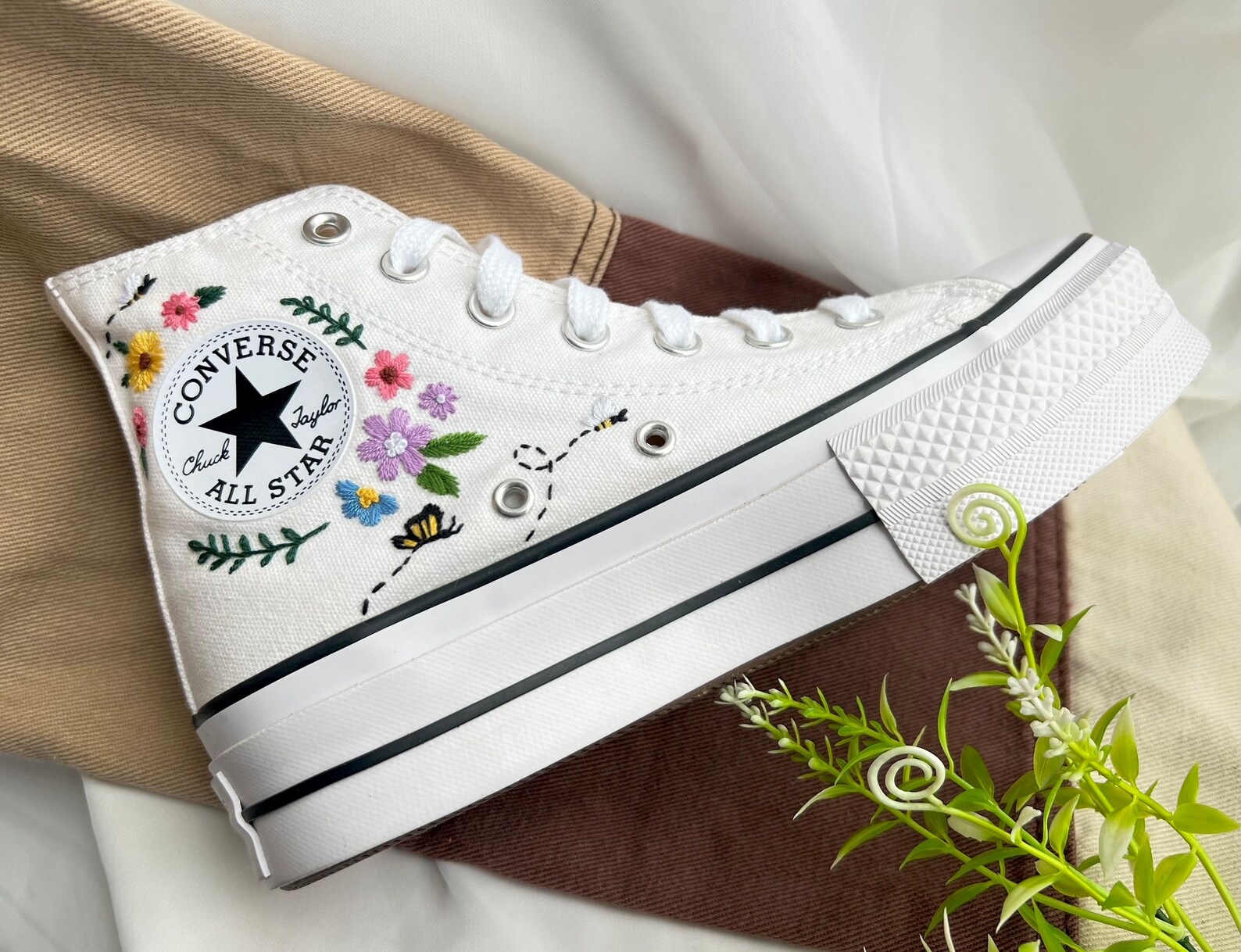 Embroidered Converse/custom Converse Platform/wedding Converse - Etsy