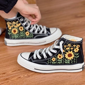 Embroidered Converse/floral Converse/converse High Tops the Hill of ...