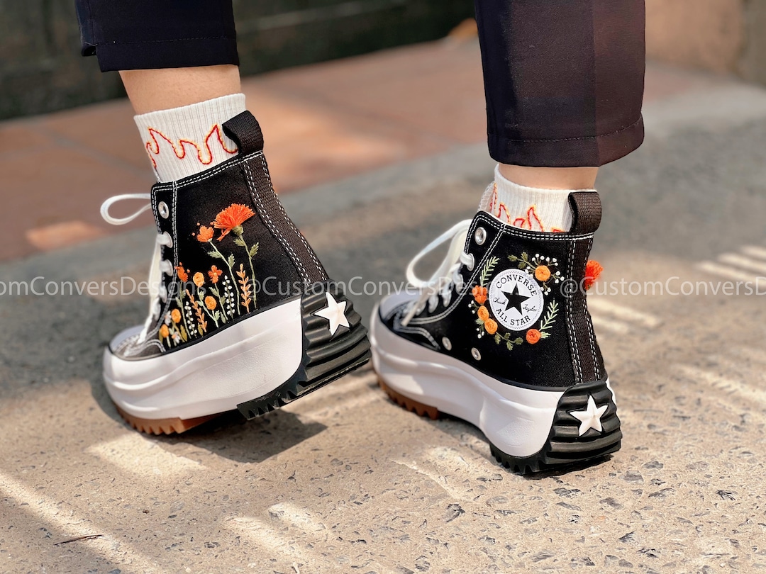 Embroidered Converse/flower Converse/custom Converse High Tops All Star ...