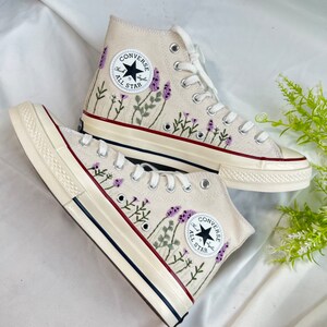 Embroidered Converse/converse High Tops/flower Converse/converse Custom ...