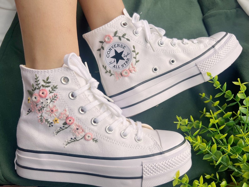 Embroidered Converse/ Wedding Converse Platform/custom - Etsy