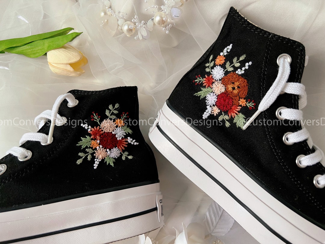 Embroidered Converse/wedding Converse/custom Converse Platform/converse ...
