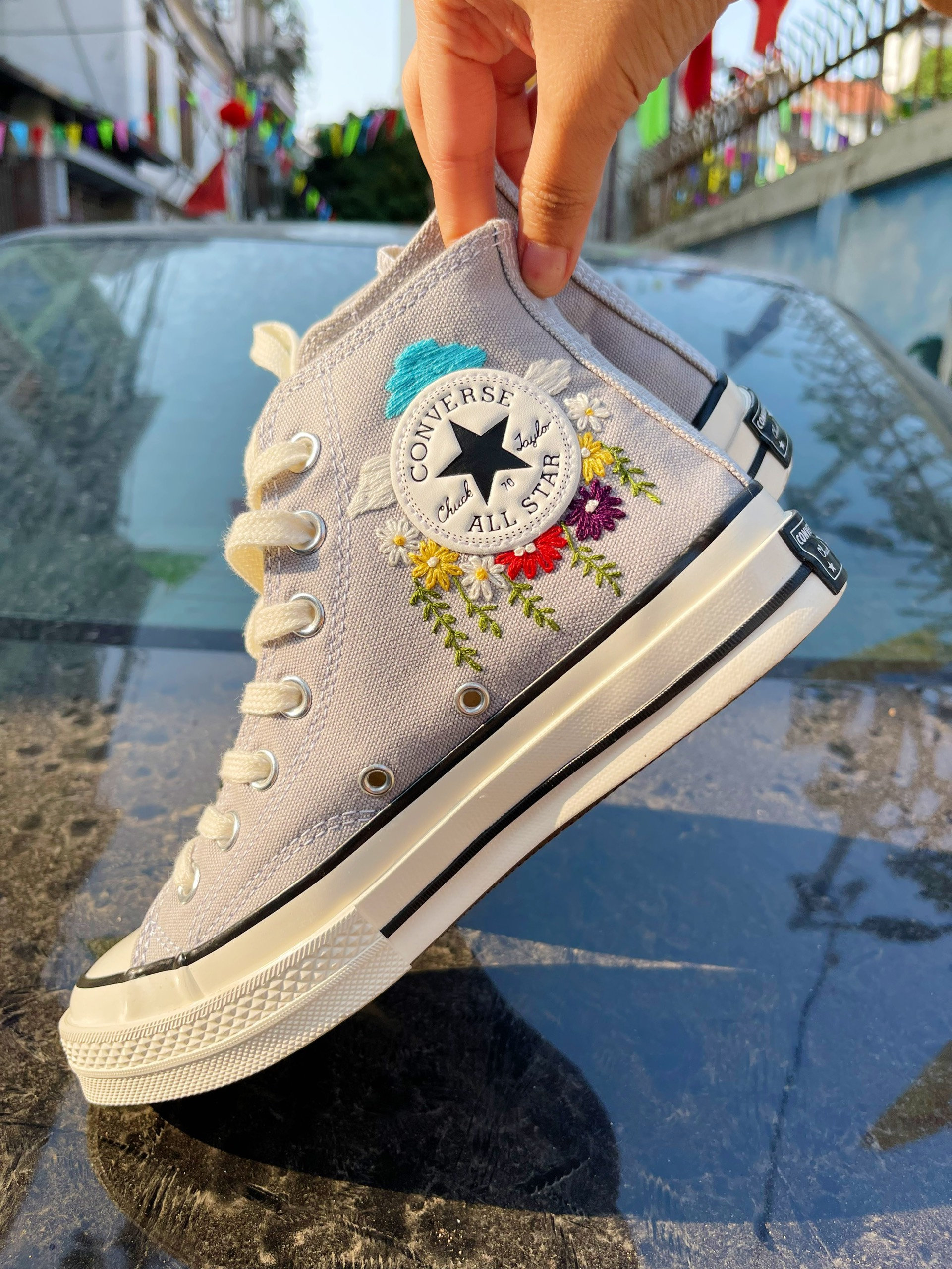 Embroidered Converse Flower