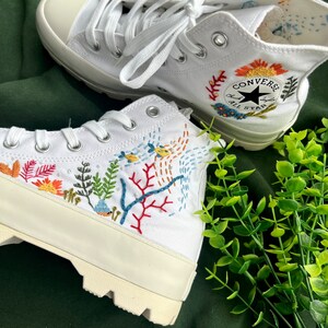 Custom Converse Hi Tops/embroidered Converse Serrated Platform/flower ...