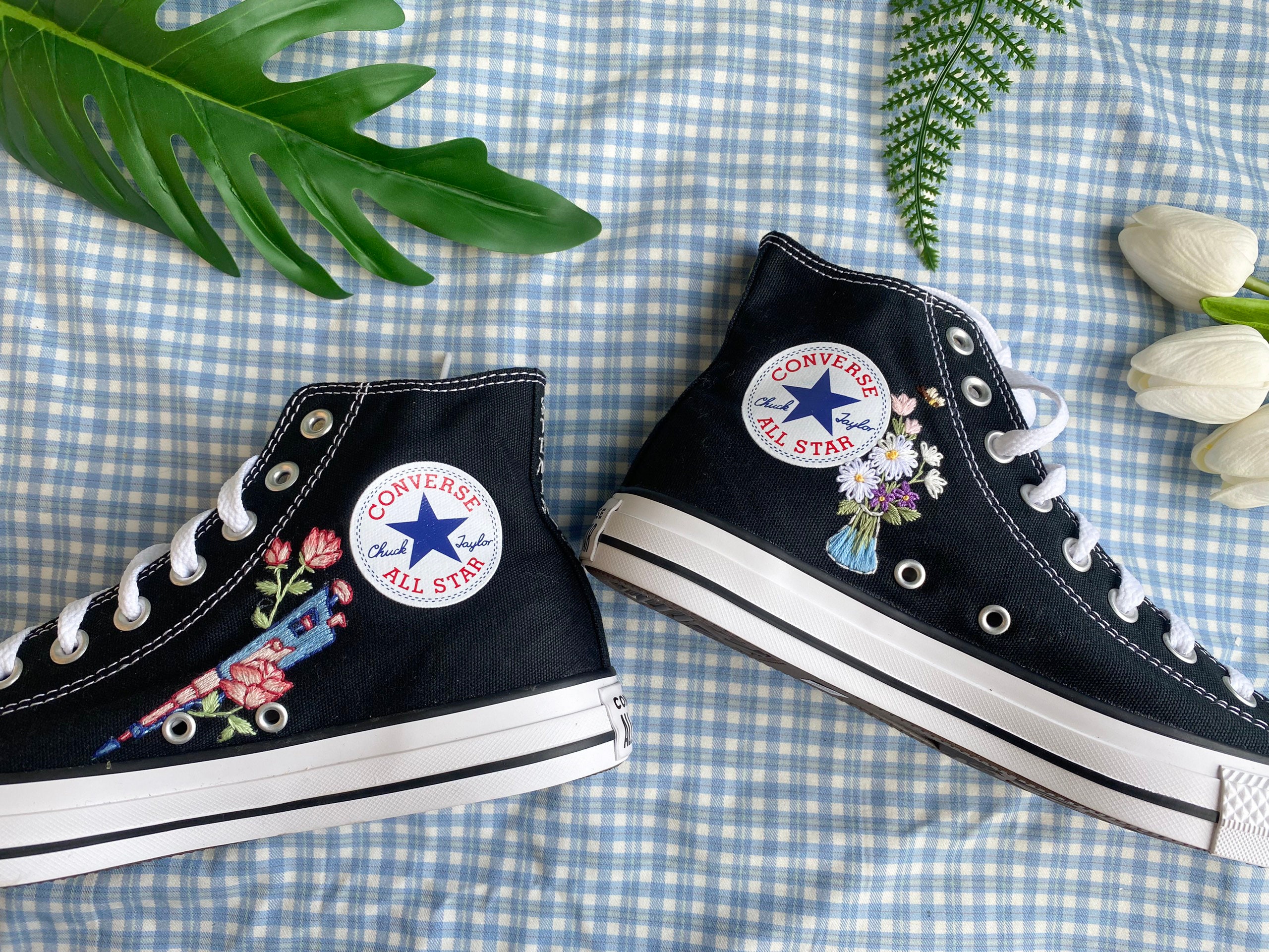 Embroidered Converse/ Converse Custom Logo Bouquets and - Etsy