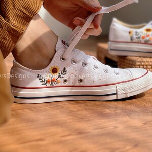 Embroidered Converse/converse Sunflower/low Converse With Wildflower ...