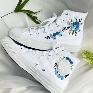 Bridal Converse/embroidered Converse/embroidered Sneakers Blue Bouquets ...