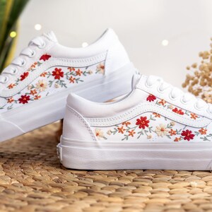 Bridal Flowers Embroidered Vans Wedding, Custom Vans Embroidered ...