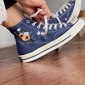 Embroidered Converse/sunflower Converse/wedding Sunflowers Converse ...