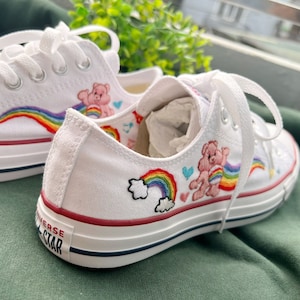 Embroidered Converse/custom Bear and Rainbow, Custom LOW Flower ...