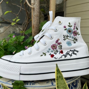 Embroidered Converse/ Custom Converse Platform/ Wedding Converse ...