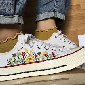 Embroidered Converse/flower Converse/converse LOW Tops/converse ...