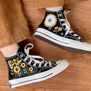 Embroidered Converse/floral Converse/converse High Tops the - Etsy