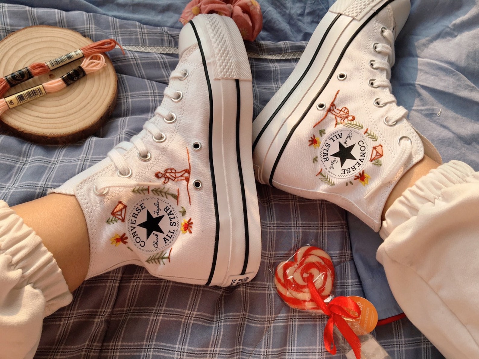Converse Platform Embroidered/ Converse Custom Flower - Etsy