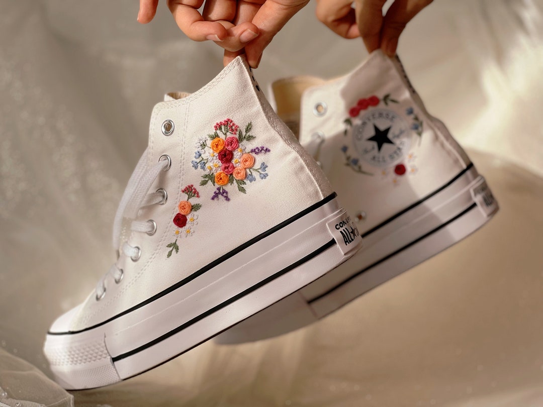 Embroidered Converse/wedding Converse Platform/custom Converse Colorful ...