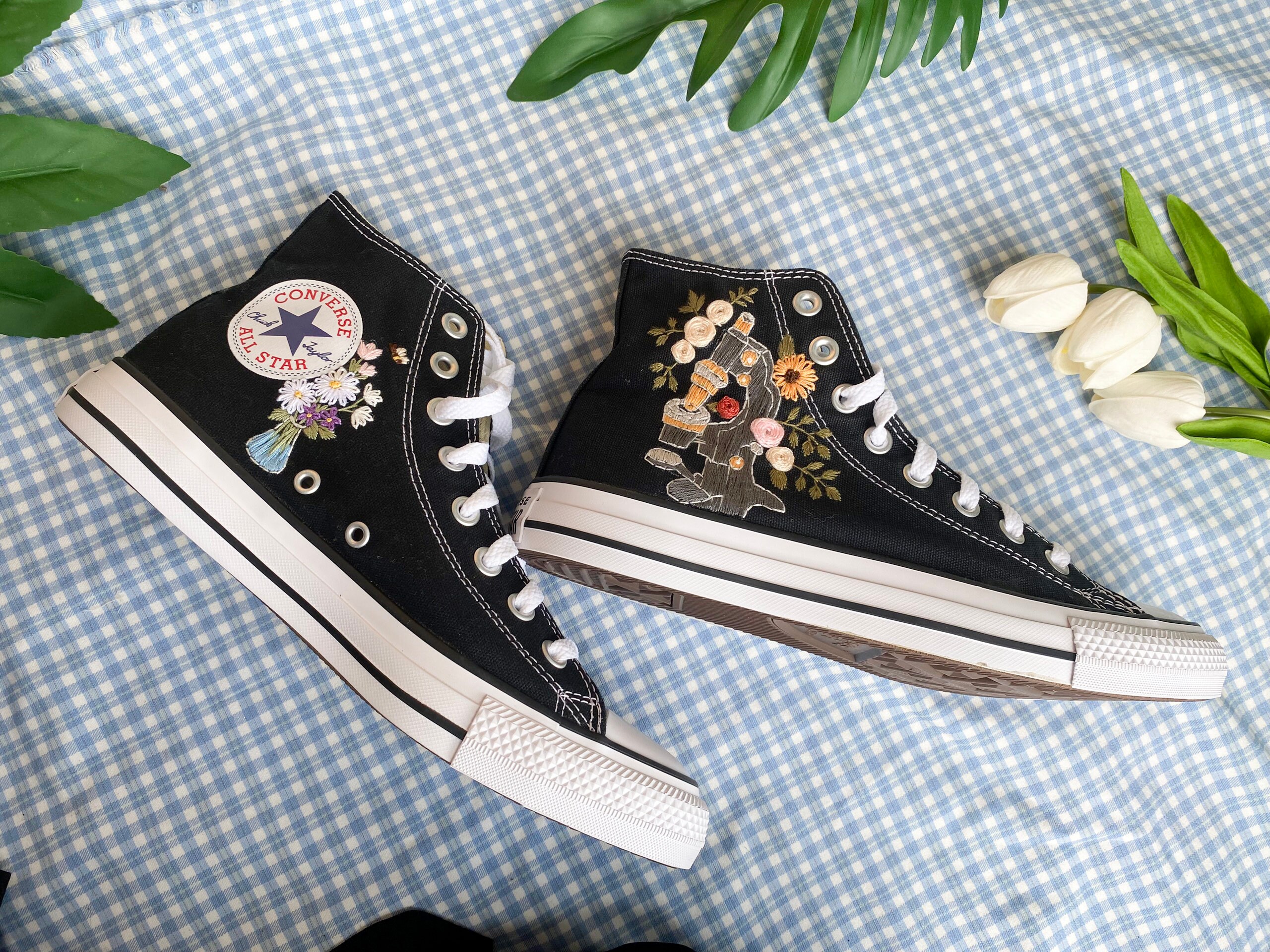 Embroidered Converse/ Converse Custom Logo Bouquets and - Etsy