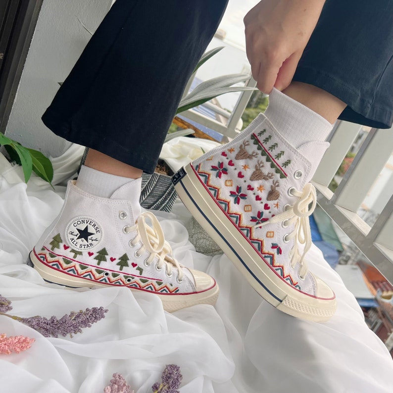 Converse High Tops/custom Converse for Christmas/custom Converse Pine ...