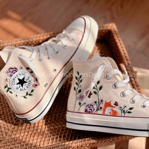 Embroidered Converse Hi Tops/converse Pet Chuck Taylor 1970s/custom Fox ...