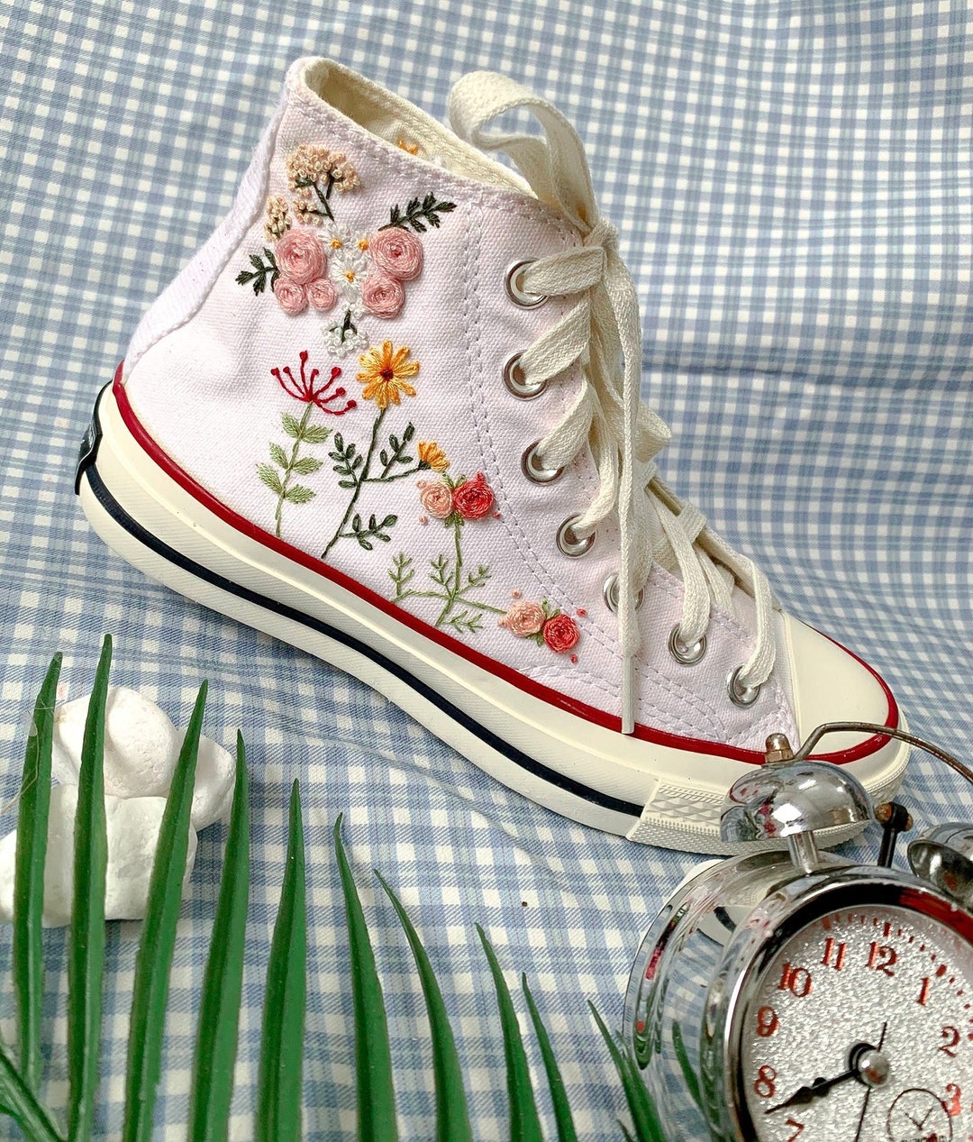 Embroidered Converse/ Converse High Tops Rose Wedding Bouquet/ - Etsy