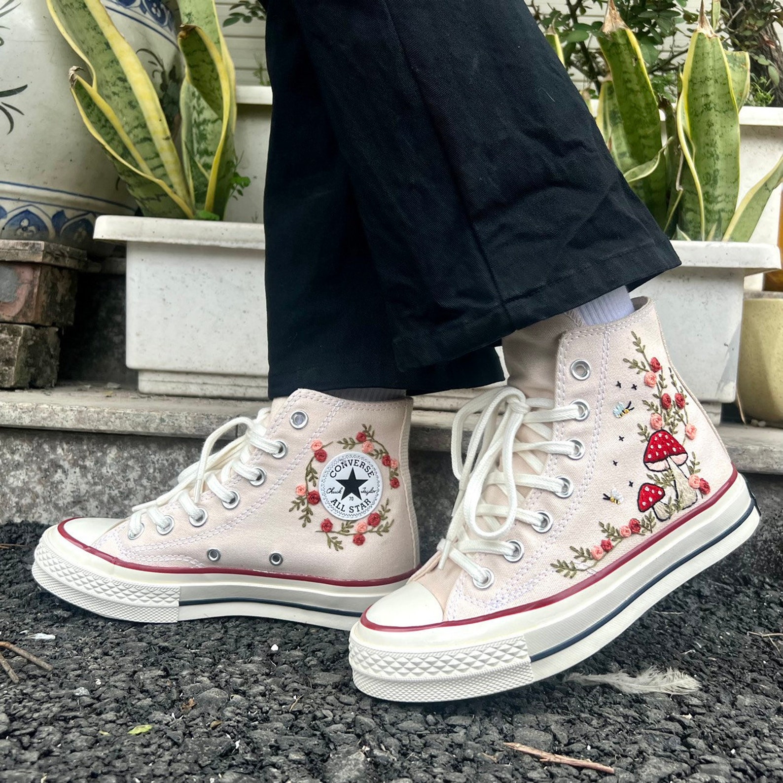 Converse High Tops/ Mushroom Converse/ Flower Converse/ Logo Mushroom ...