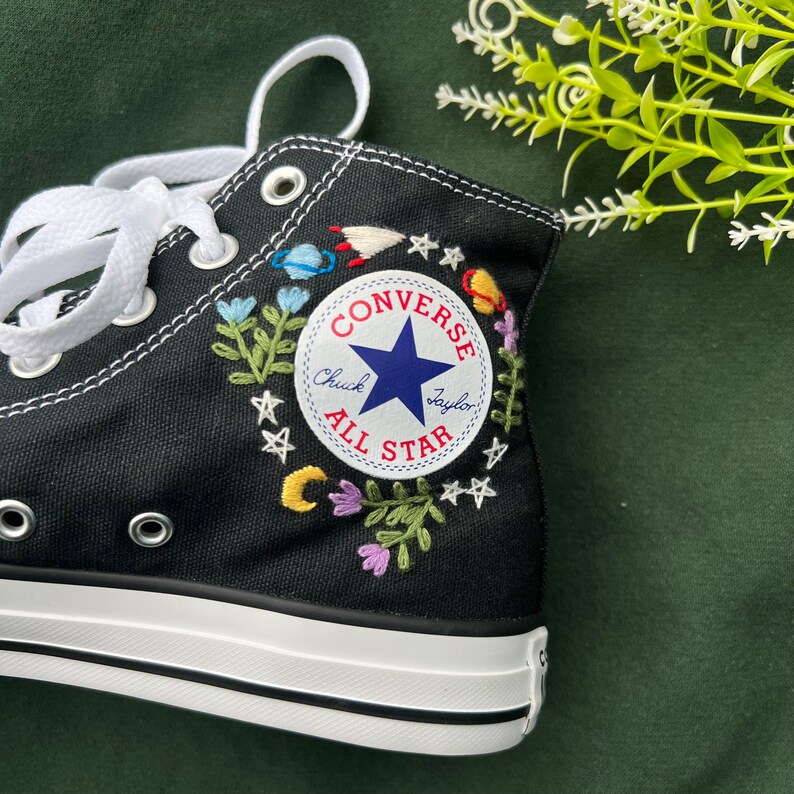 Mushroom Converse/converse High Tops Flower Embroidery and - Etsy