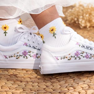 Custom Embroidered Wedding Vans, Bridal Flower Embroidered Shoes, Vans ...