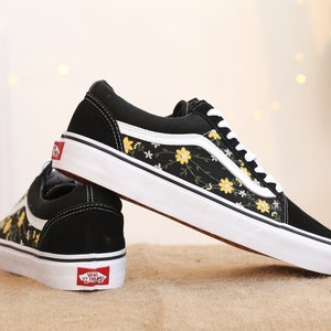 Custom Vans Yellow Flowers Embroidered Shoes, Sunflower Embroidered ...