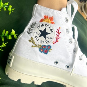 Custom Converse Hi Tops/embroidered Converse Serrated Platform/flower ...