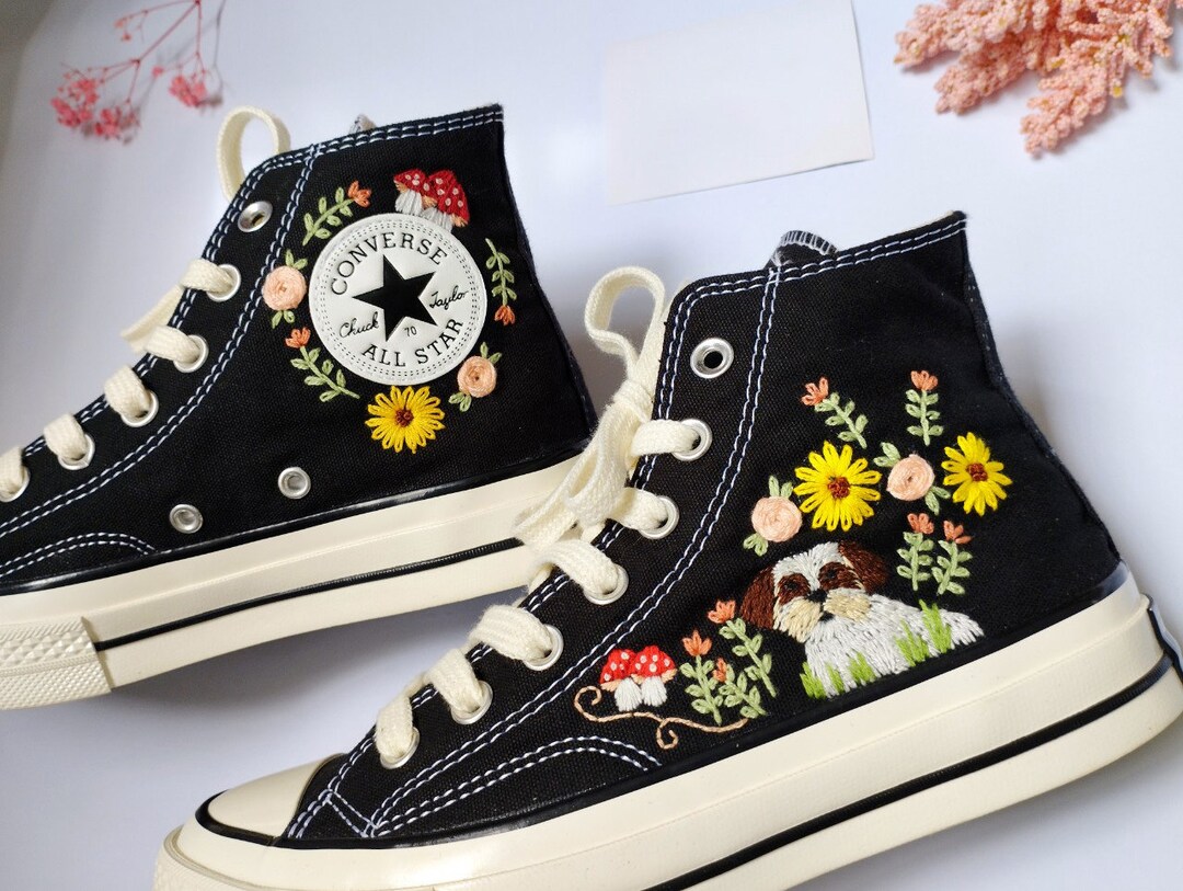 Embroidered Converse/custom Converse Mushroom/custom Pet/converse Dog ...
