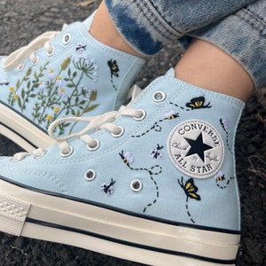 Embroidered Converse/converse High Tops Garden of Chrysanthemums ...