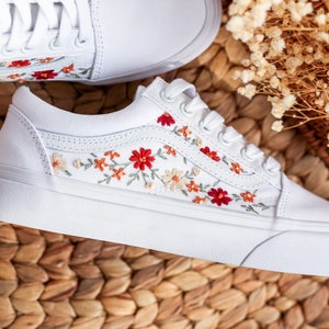 Bridal Flowers Embroidered Vans Wedding, Custom Vans Embroidered ...