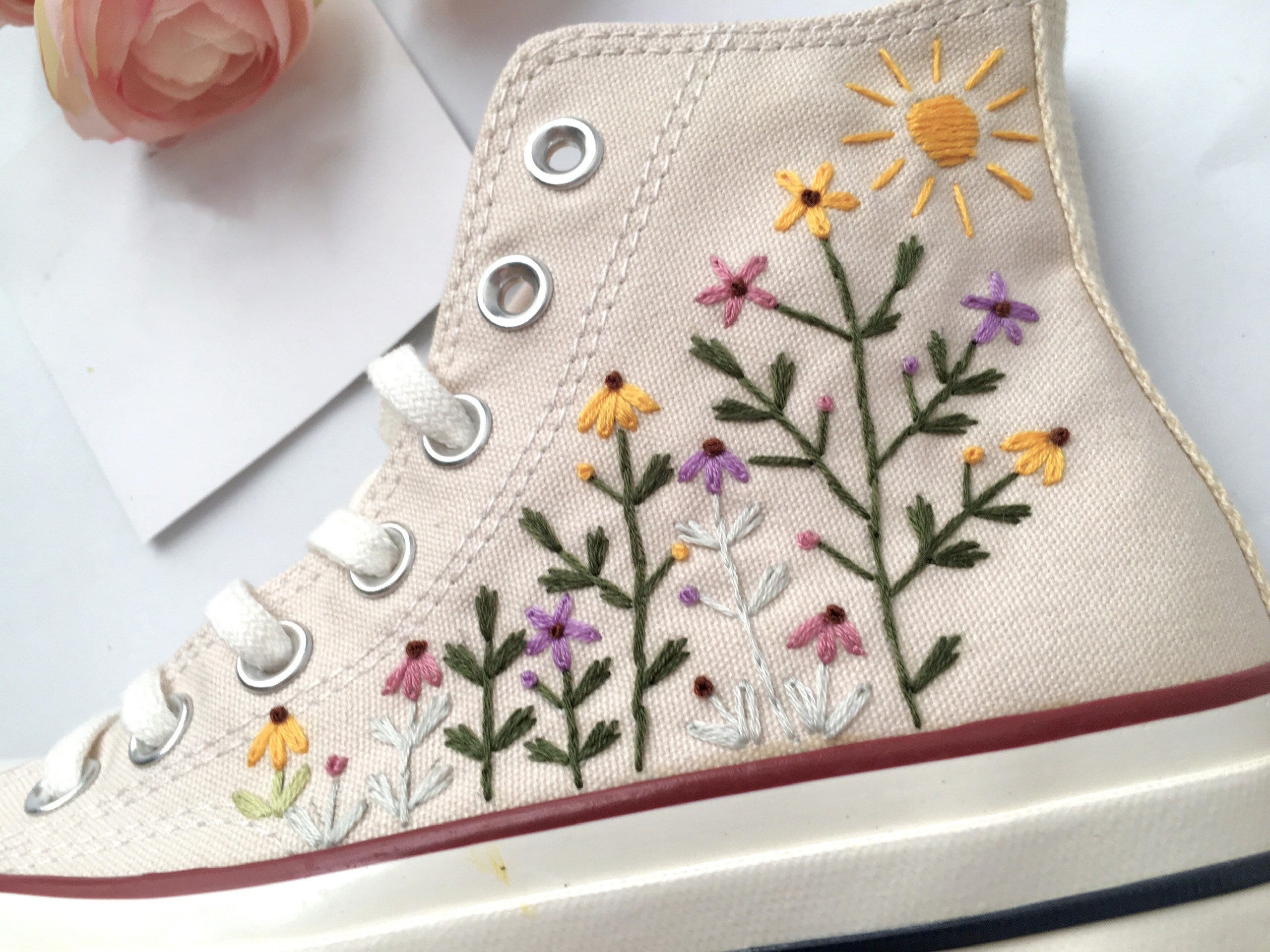 Embroidered Converse/converse High Tops Converse Monarch - Etsy