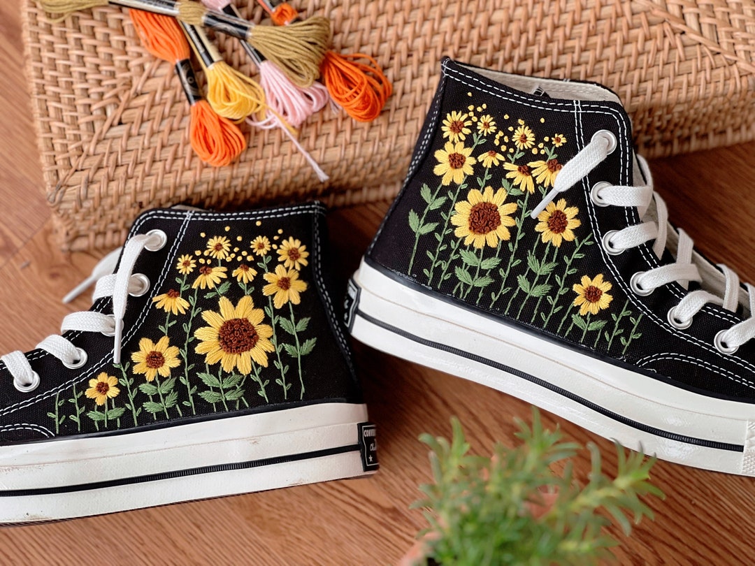 Embroidered Converse/floral Converse/converse High Tops the - Etsy