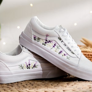 Wedding Flower Embroidered Vans for Bride, Bridal Flower Embroidery ...