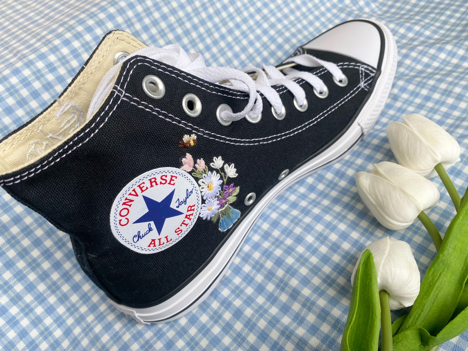 Embroidered Converse/ Converse Custom Logo Bouquets and - Etsy