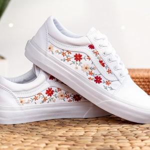 Bridal Flowers Embroidered Vans Wedding, Custom Vans Embroidered ...
