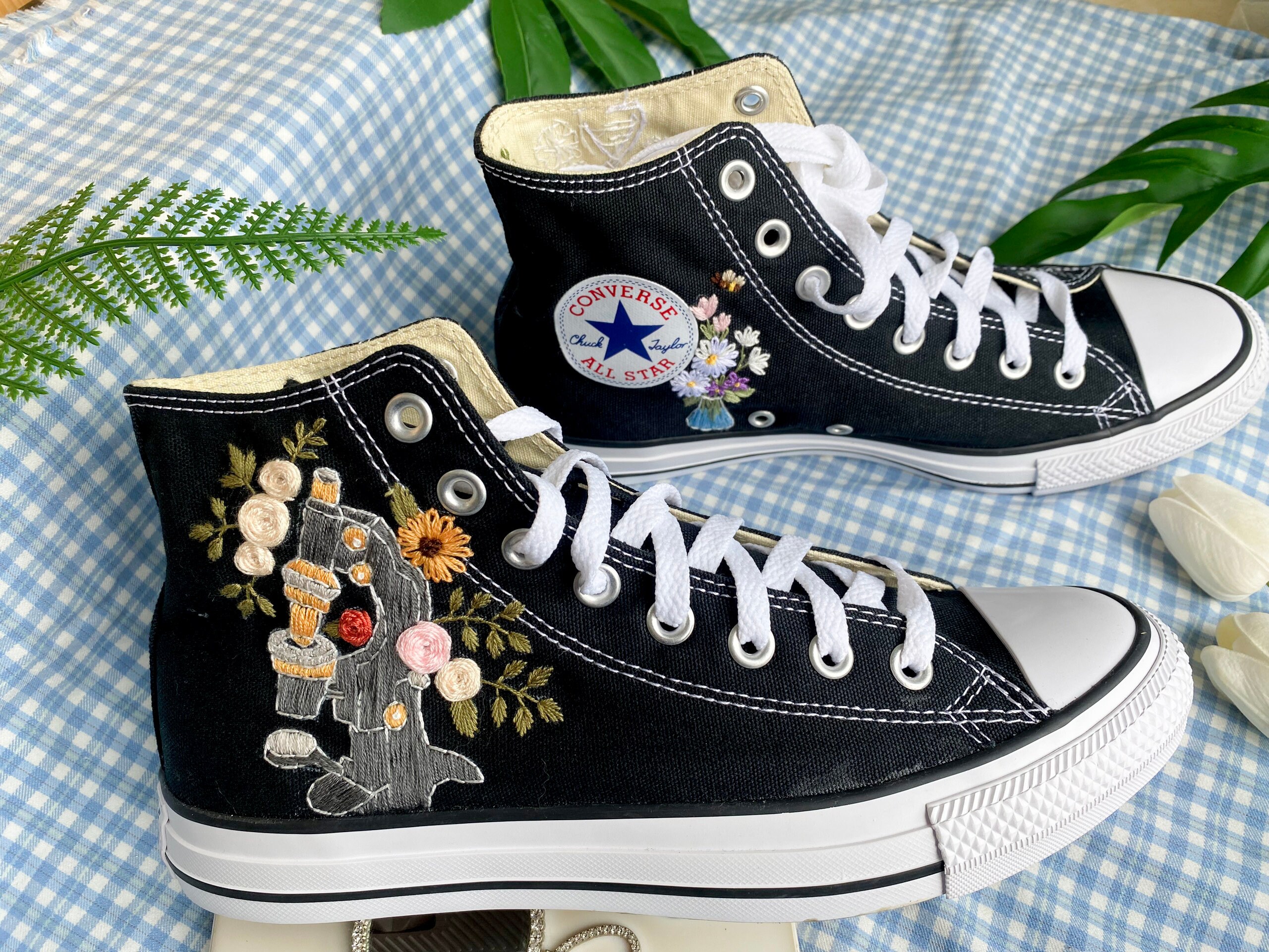Embroidered Converse/ Converse Custom Logo Bouquets and - Etsy