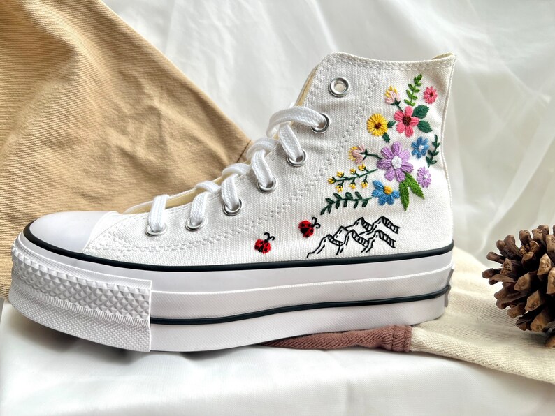 Embroidered Converse/custom Converse Platform/wedding Converse - Etsy