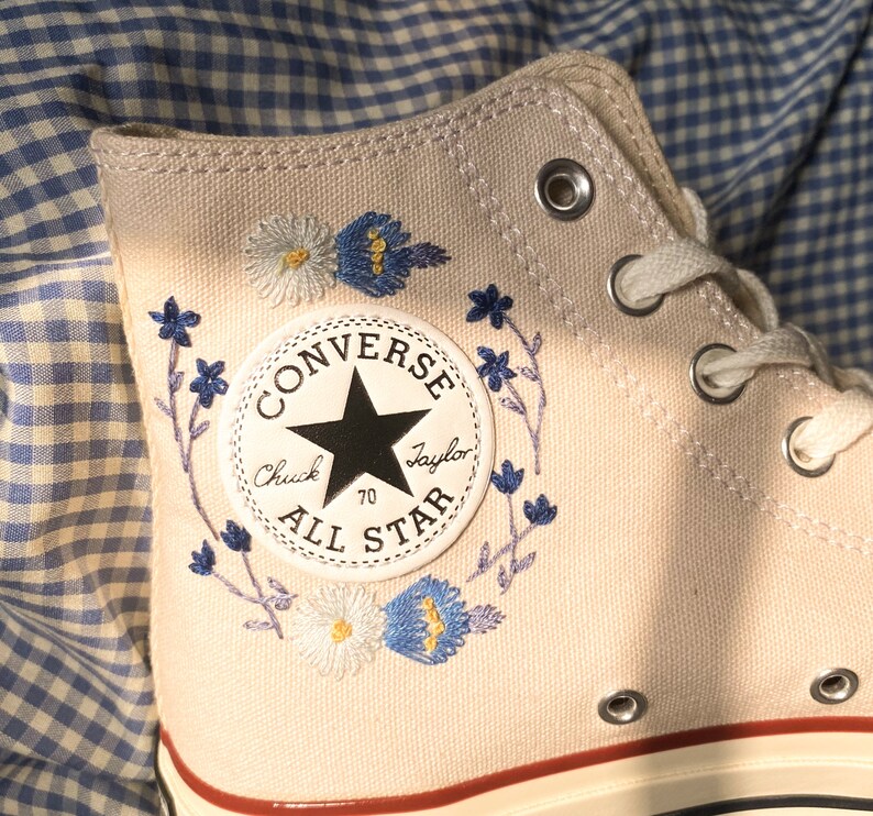 Embroidered Converse/wedding Converse/ Custom Flower - Etsy