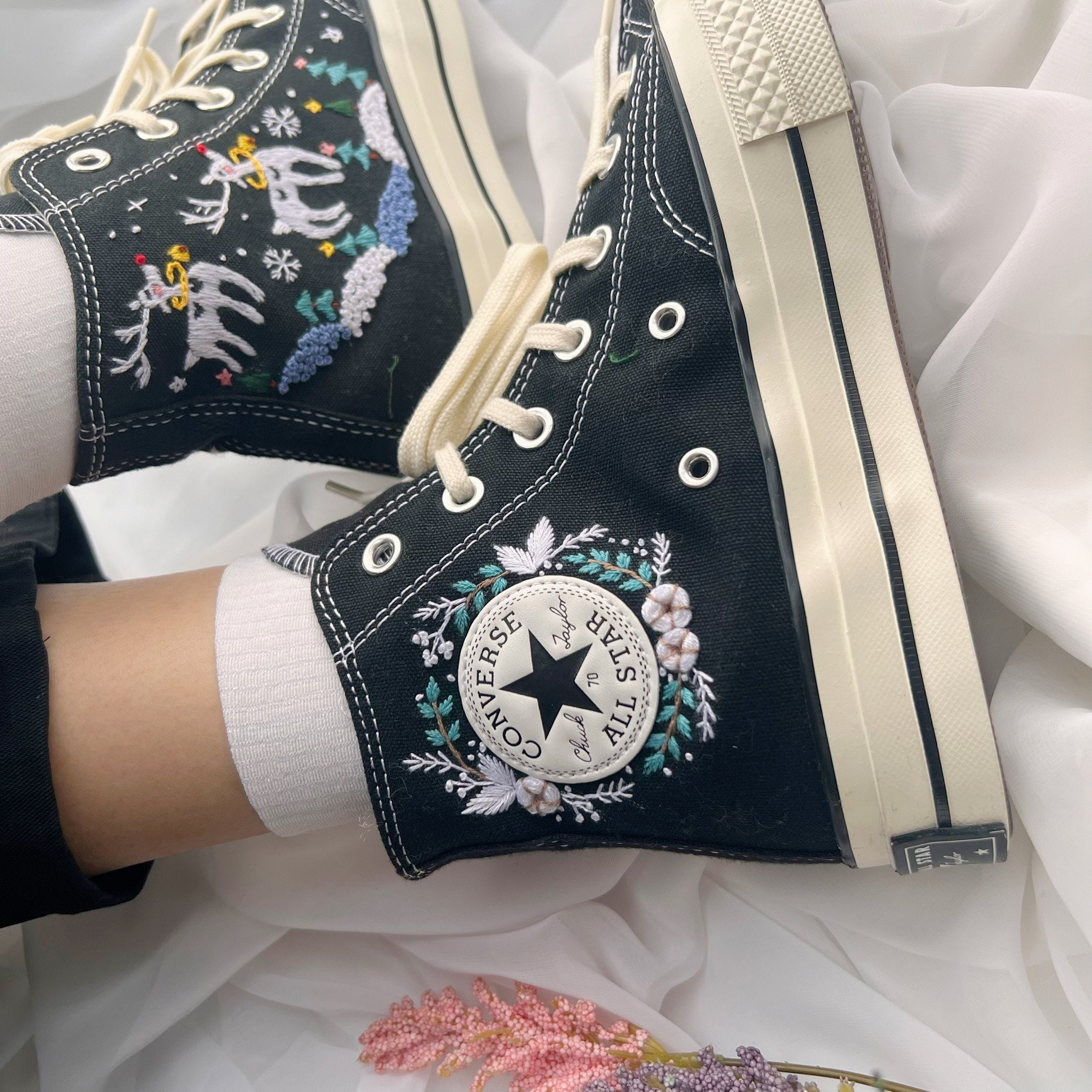 Embroidered Converse/custom Converse/converse High Tops - Etsy
