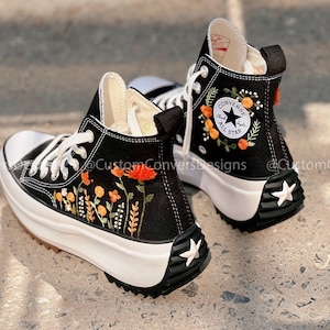 Embroidered Converse/flower Converse/custom Converse High Tops All Star ...