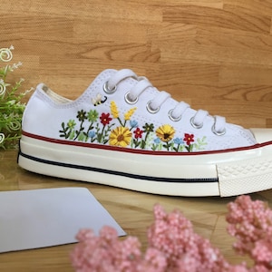 Embroidered Converse/flower Converse/converse LOW Tops/converse ...