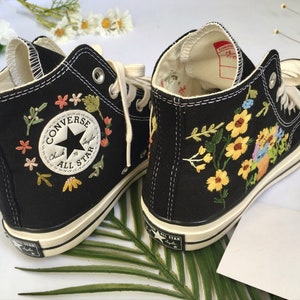 Embroidered Converse/custom Converse Hi Tops/converse Yellow Daisy ...