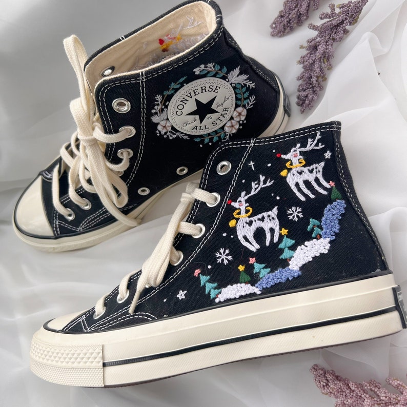 Embroidered Converse/custom Converse/converse High Tops - Etsy