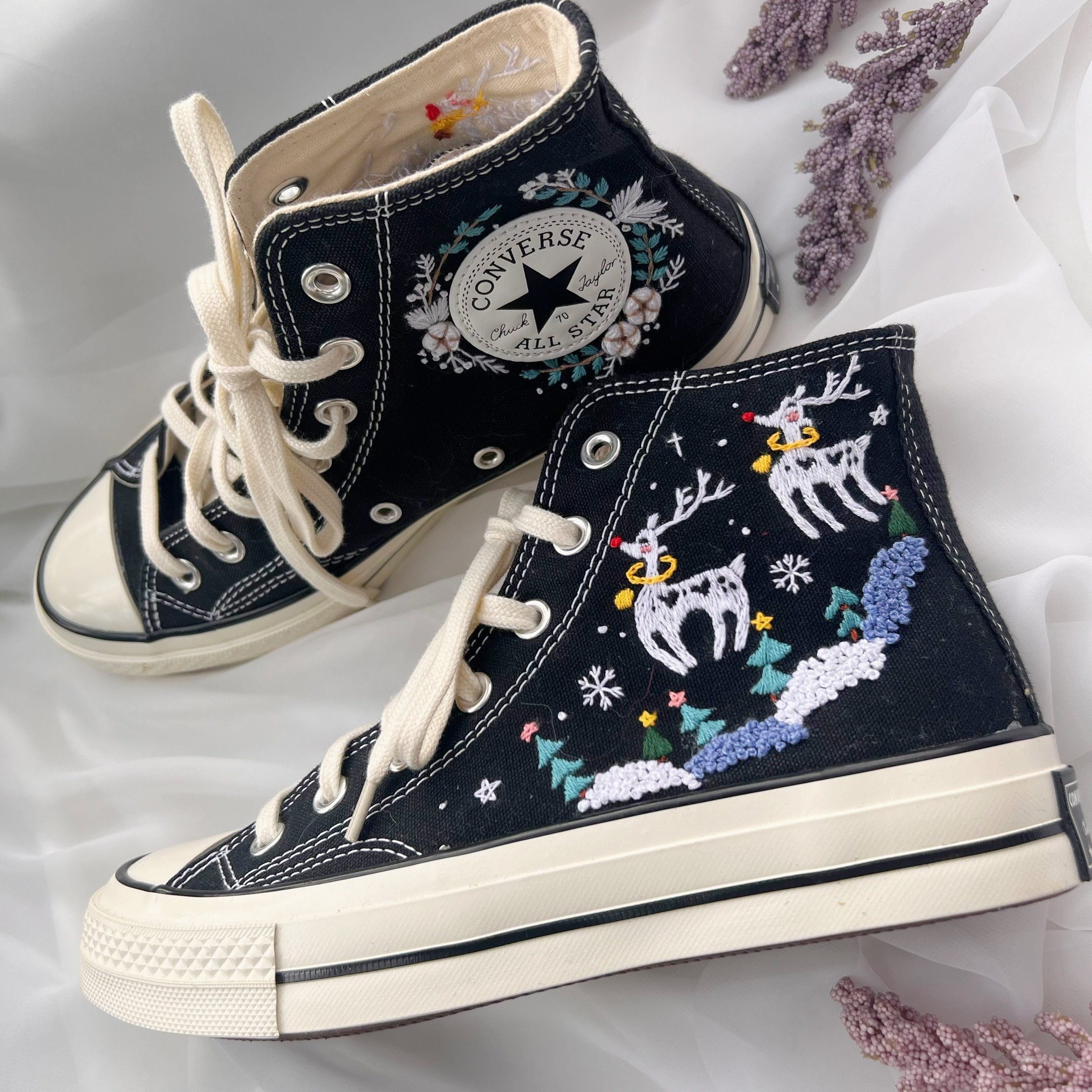 Embroidered Converse/custom Converse/converse High Tops - Etsy